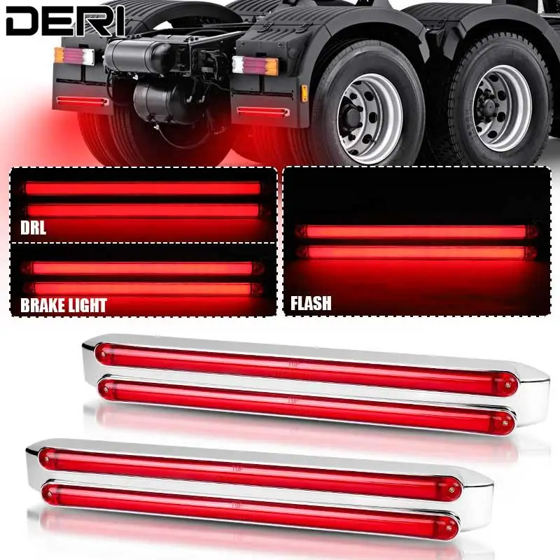 12v 24v Led Stop Tail Light Brake Flash Lamp Drl Red Taillights ...