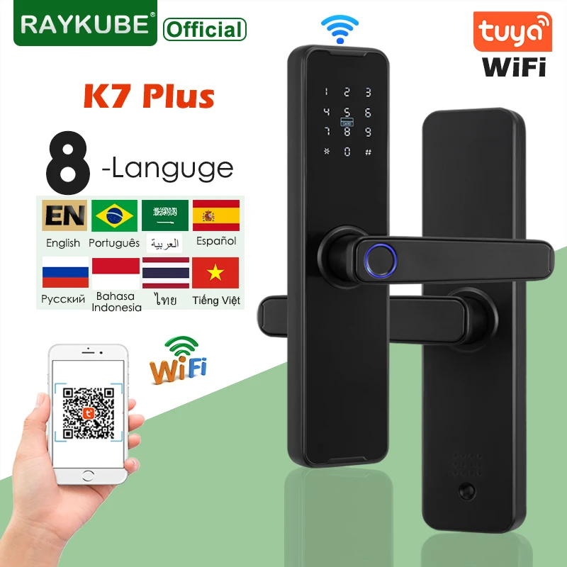 RAYKUBE-Biometric-Fingerprint-Door-Lock-K7-PLUS-8-language-Global-Smart-Lock-Tuya-WiFi-App ...