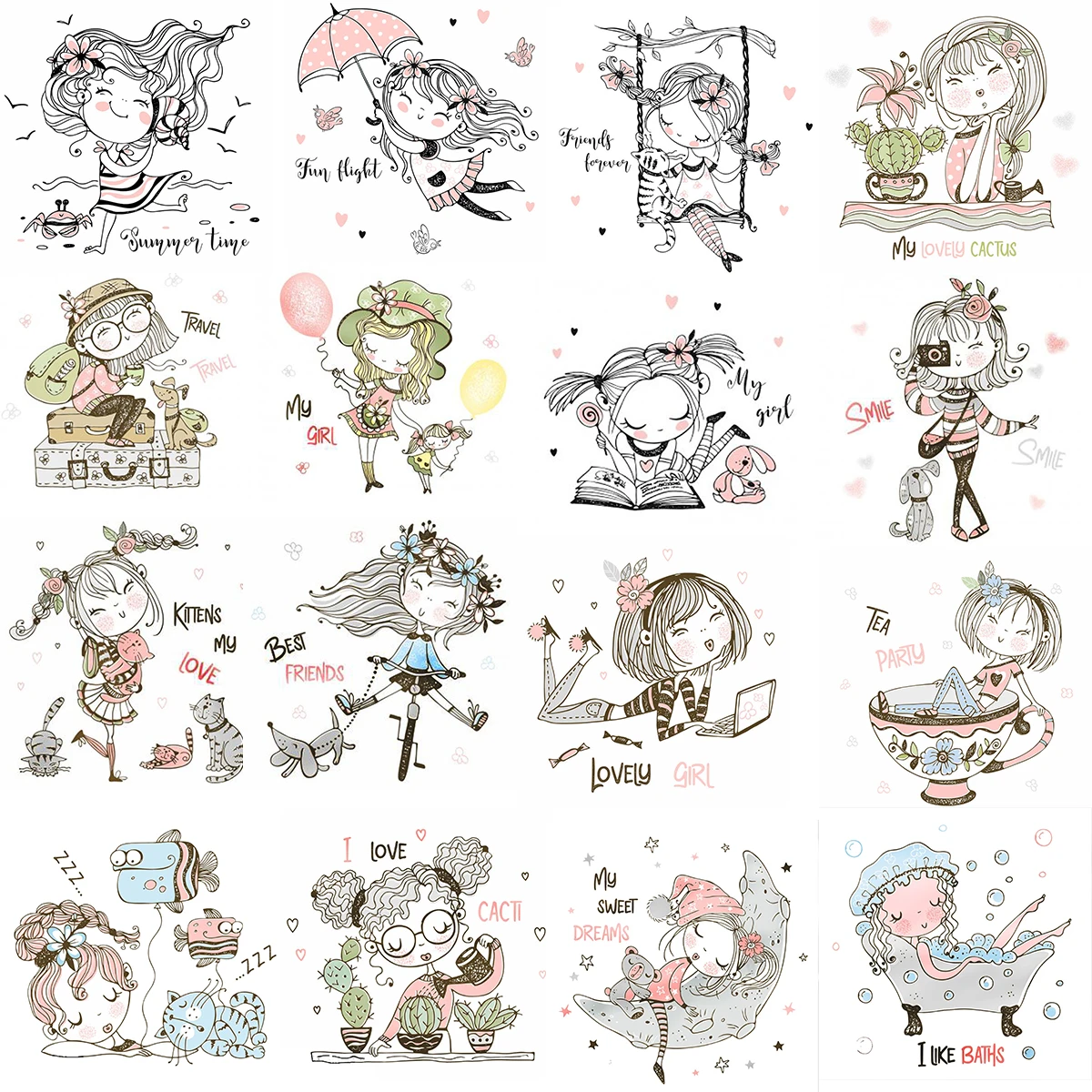 Cute-Cartoon-Little-Girls-Clear-Stamps-and-Cutting-Dies-For-DIY ...