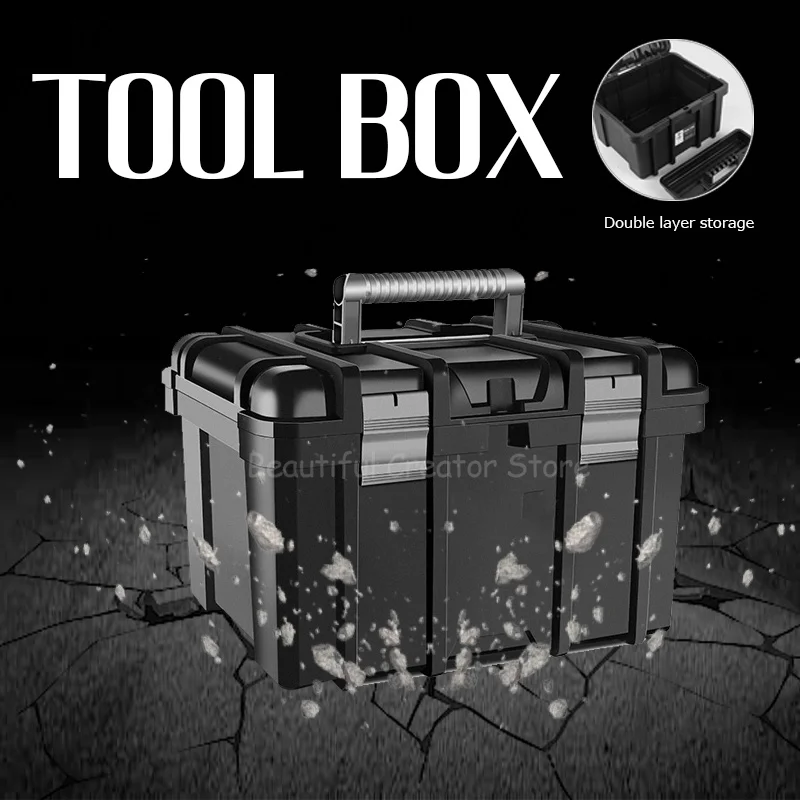 Empty-Large-Tool-Box-Hardware-Storage-Toolbox-Plastic-Hard-Case-Multif ...