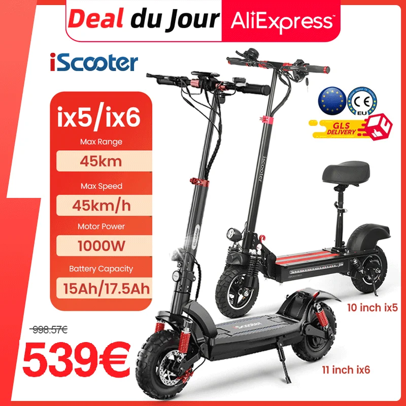 iX5&iX6 Electric Scooter 1000W Powerful Electric Kick Scooter Anti-skid ...