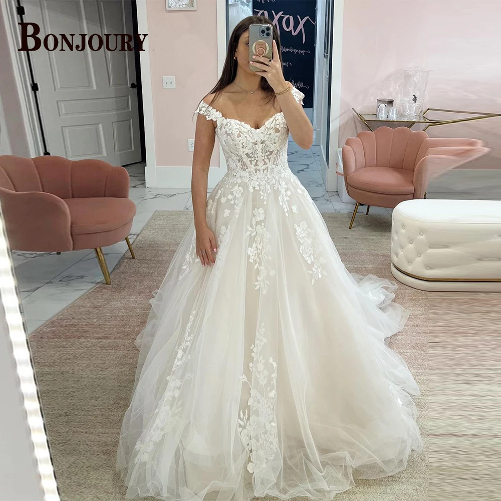 BONJOURY-Vestidos-de-casamento-sem-costas-para-mulheres-fora-do-ombro ...