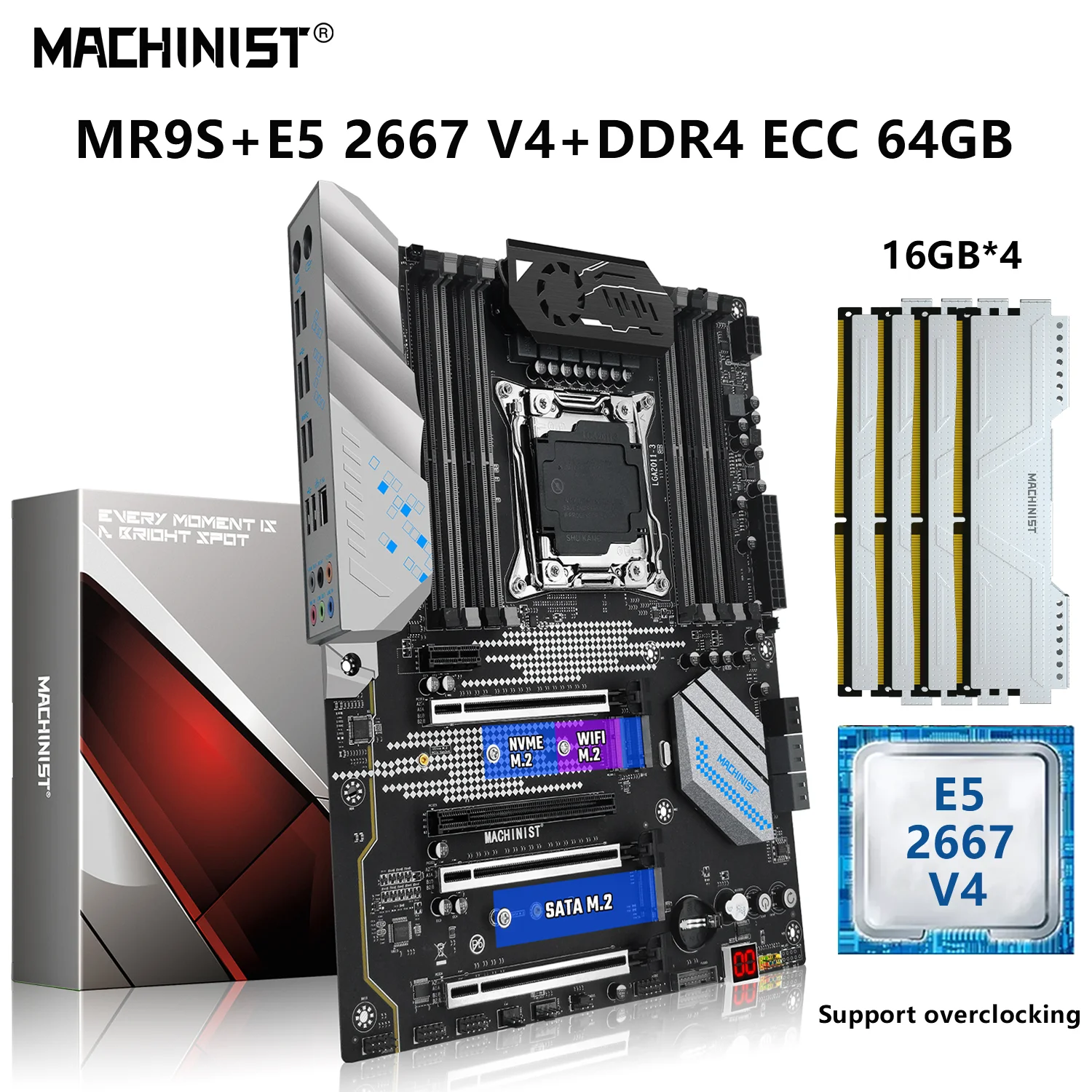 Machinist Mr9s X99 Motherboard Set Kit Xeon E5 2667 V4 Processor Lga