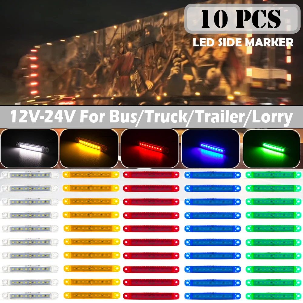 10x 9 LED 12V 24V Light External Side Marker Oval Clearance Warning ...