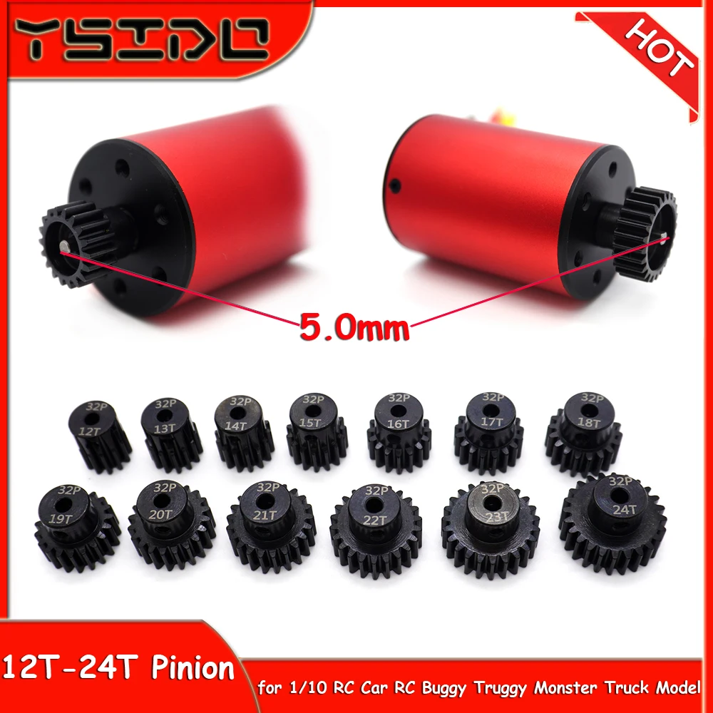 YSIDO 32DP 5.0mm Hardened Steel Metal Pinion 12T 16T 20T 22T 24T Motor ...