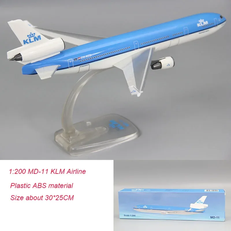 1 200 Scale Klm Md11 Md 11 Airlines Abs Plastic Airplane Model Toy