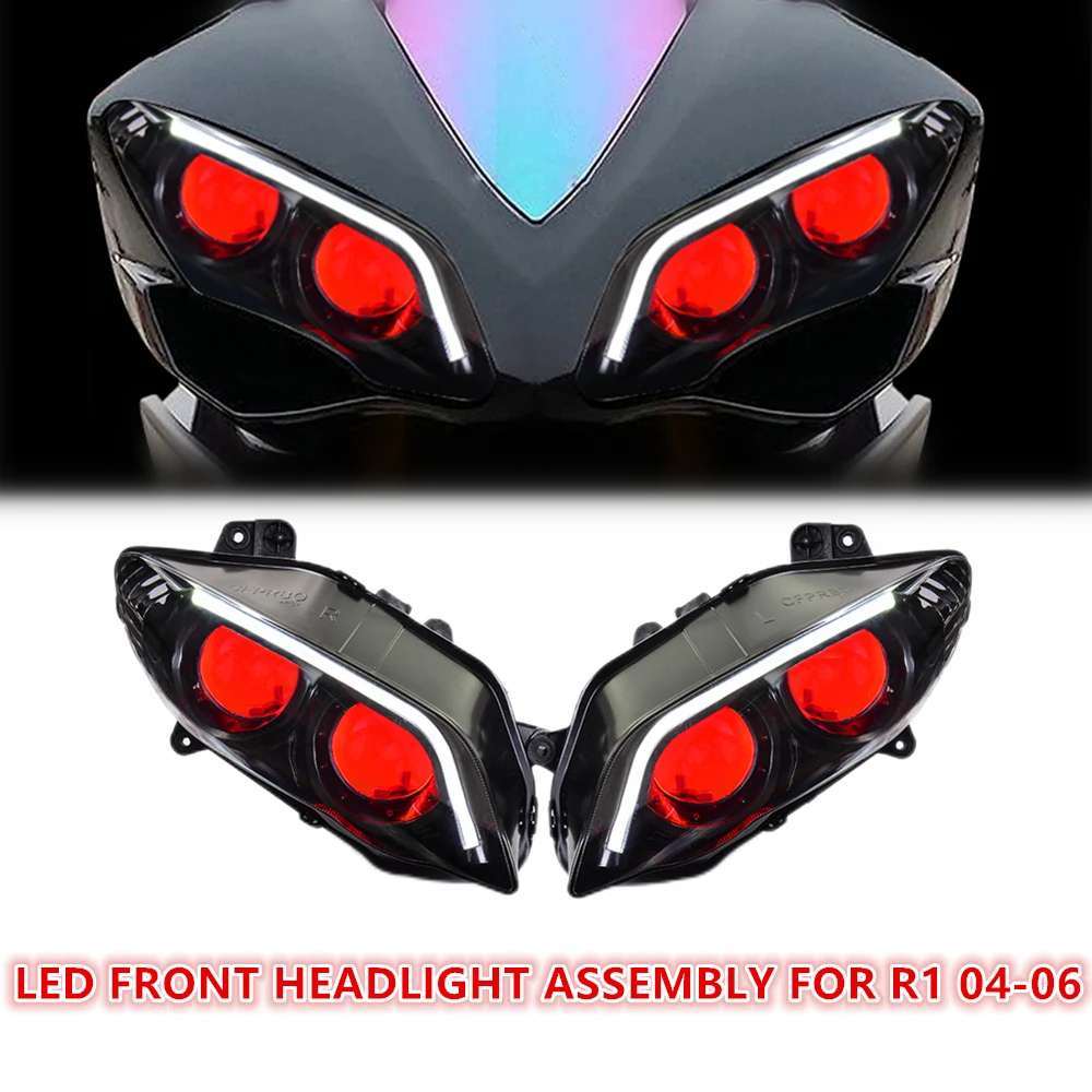 1X Full LED Front Headlight Assembly For Yamaha YZF R1 2004 2006 Custom ...