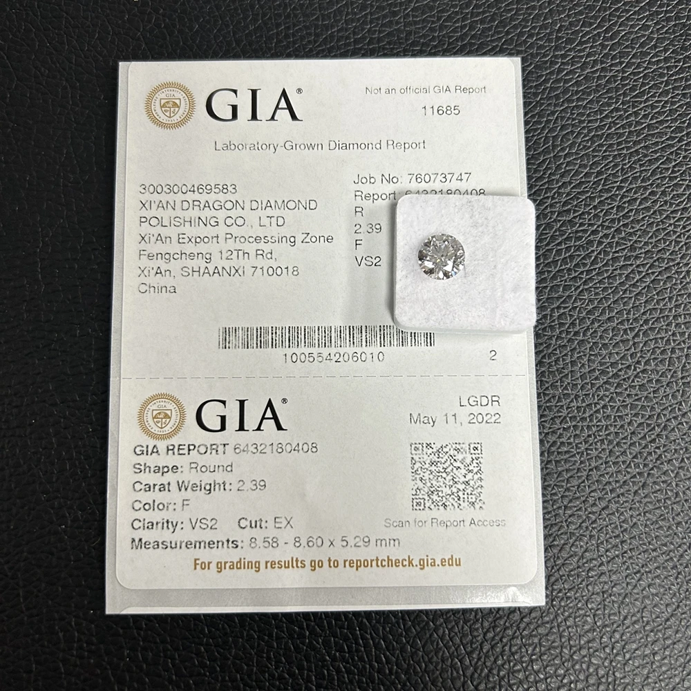 Meisidian GIA excelente corte CVD Lab Grown Stone 2,39 F VS2 Diamante ...