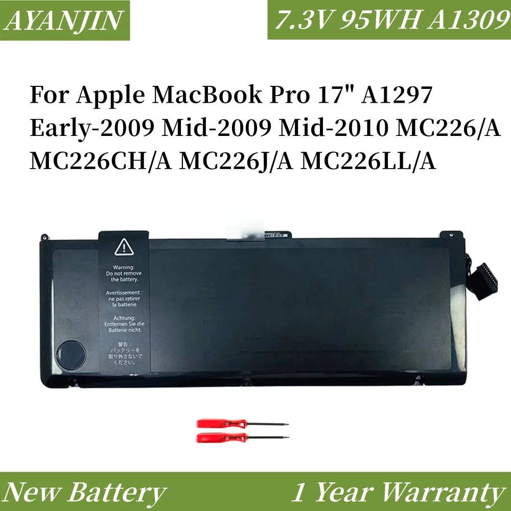 A1309 7.3V 95WH Battery for Apple MacBook Pro 17" A1297 Early-2009 Mid ...