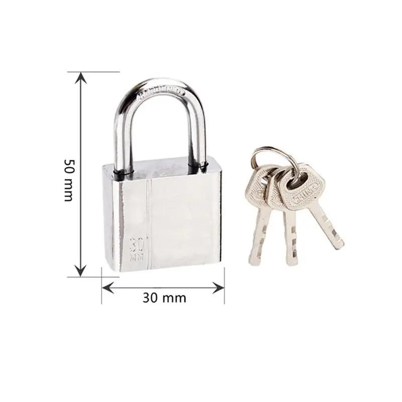 1-Set-30mm-50mm-Stainless-Steel-Padlock-With-3-Keys-Anti-theft-Safety ...