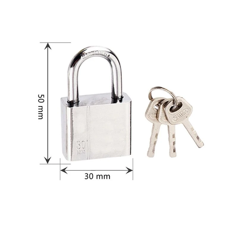 1 Set 30mm*50mm Stainless Steel Padlock With 3 Keys Anti-theft Safety ...