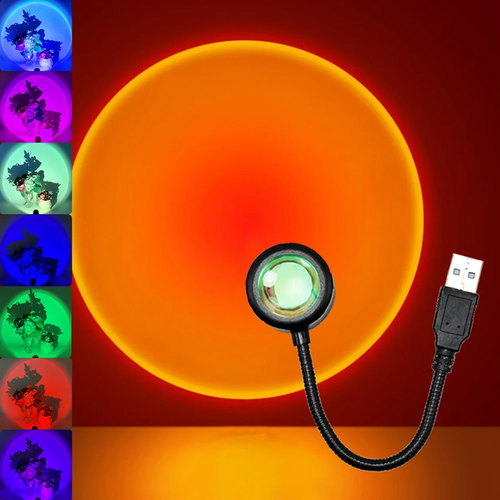 5V-1W-Led-USB-Sunset-Lamp-Projector-Home-Decor-Night-Light-Portable ...
