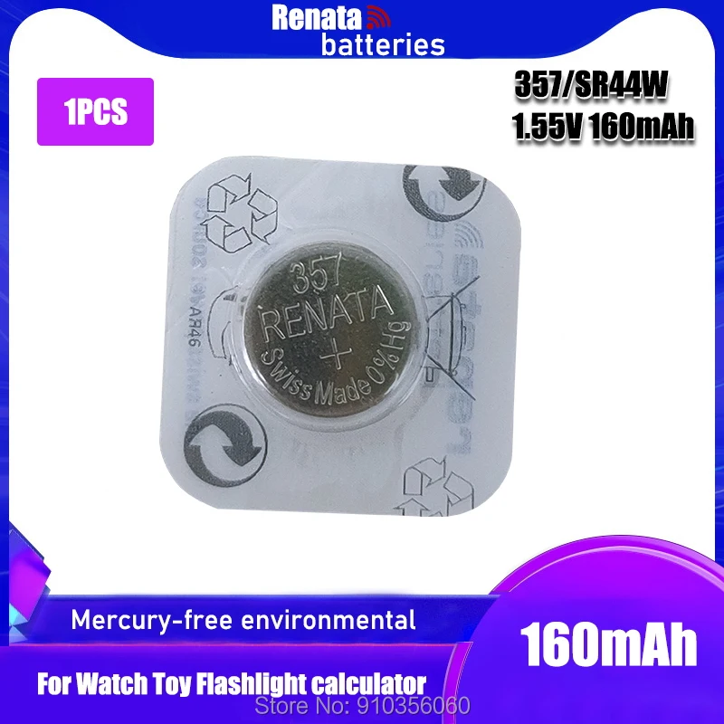 Original Renata 11.6*5.4MM 1.55V SR44 Silver Oxide Watch Battery 357 ...