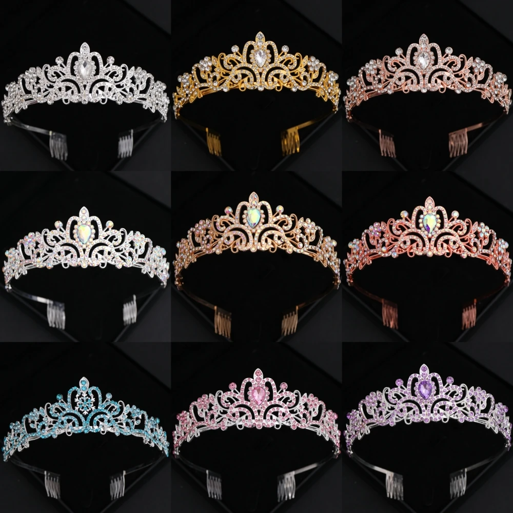 Crystal-Bridal-Crown-Tiara-With-Comb-Party-Rhinestone-Prom-Diadem-Crown ...