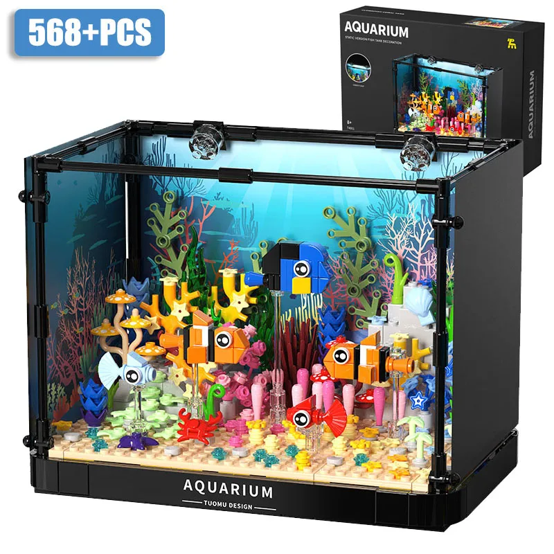 2024 NEW MOC 568pcs Clownfish Coral Fish Tank Model Building Blocks DIY ...