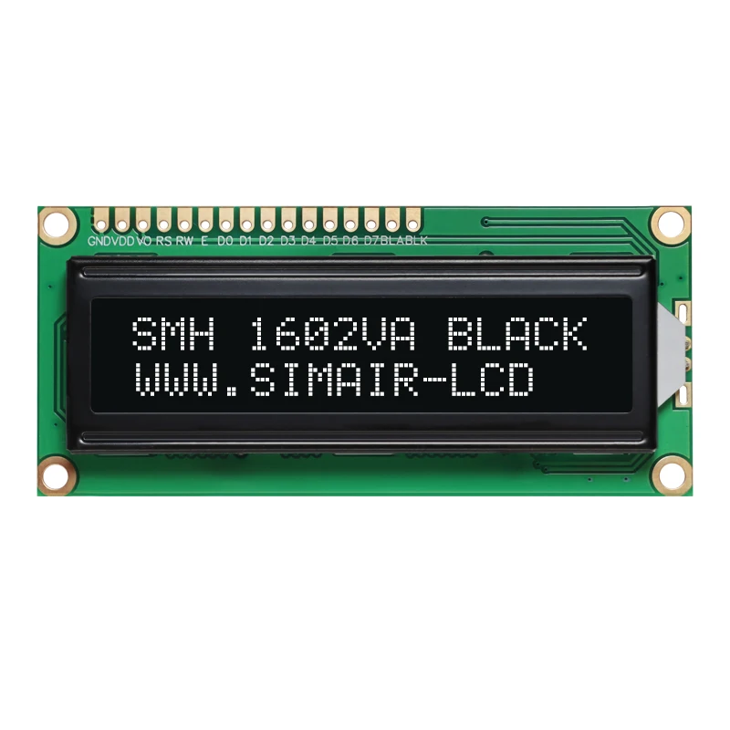 5v 162 1602 Lcm Red Green White Yellow Va Black Background 16x2 ...