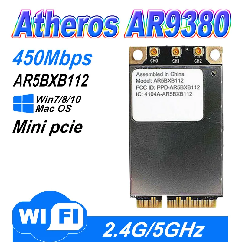802-11a-AR5BXB112-AR9380-ift-bant-450Mbps-Wifi-Mini-PCI-E-kablosuz-kart ...