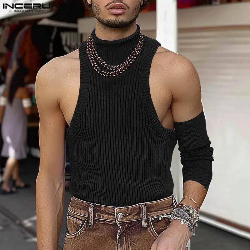 Incerun-M-nner-Kleidung-M-nner-Roll-kragen-pullover-rmellose-Passform-Strick-westen-sexy-solide ...