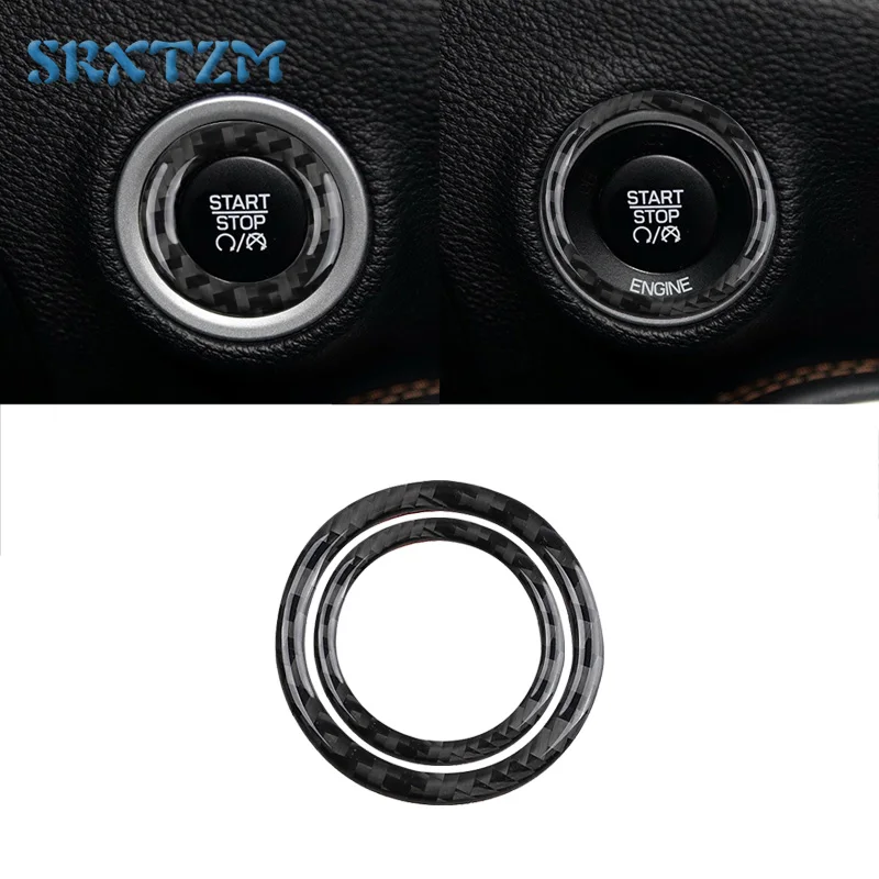 Carbon Fiber Car Key Start Button Decorative Frame Interior Covers ...