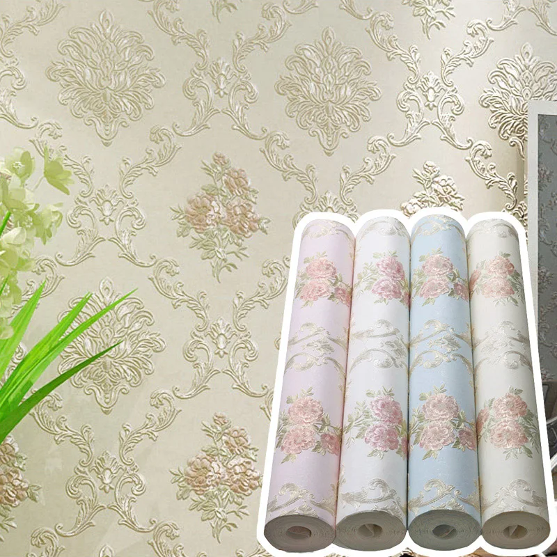 3D Self-Adhesive Wallpaper Floral Texture Embossed Wall Sticker Non ...