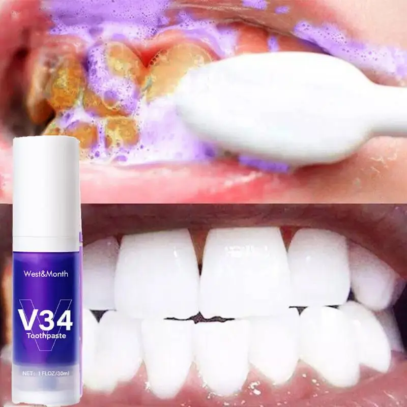 V34-Tooth-Cleansing-Mousse-Purple-Bottled-Press-Toothpaste-Refreshes ...
