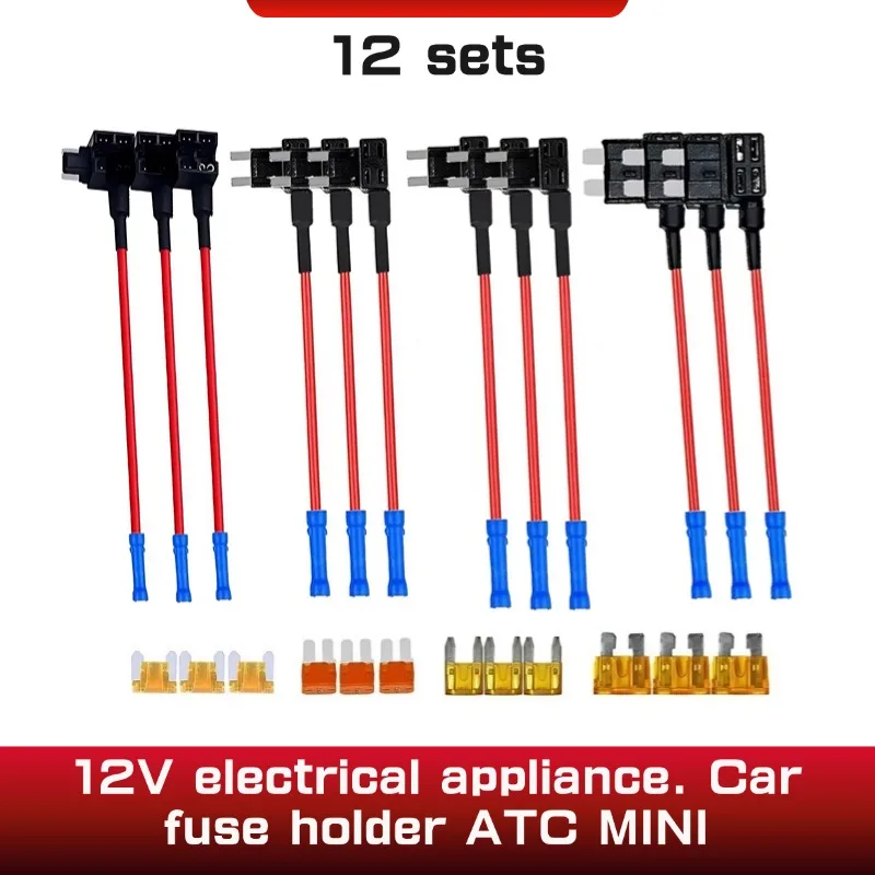 12 sets 4 types of 12V additional circuit adapters and fuse kits - tap ...