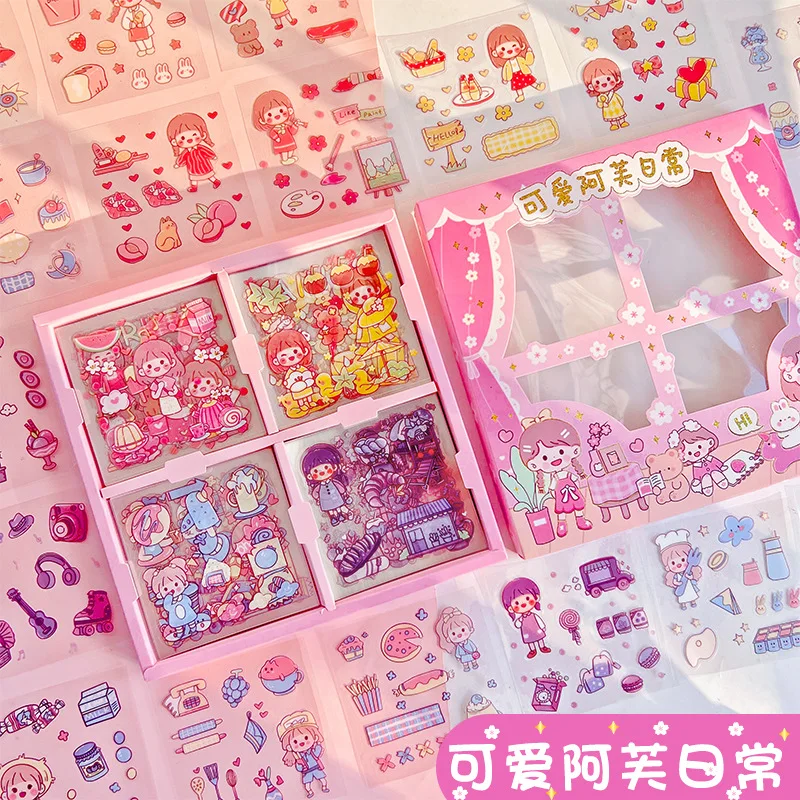 100PCS-SET-Stickers-Gift-Box-Cute-Cartoon-Ins-Sweetheart-Girl-Material ...