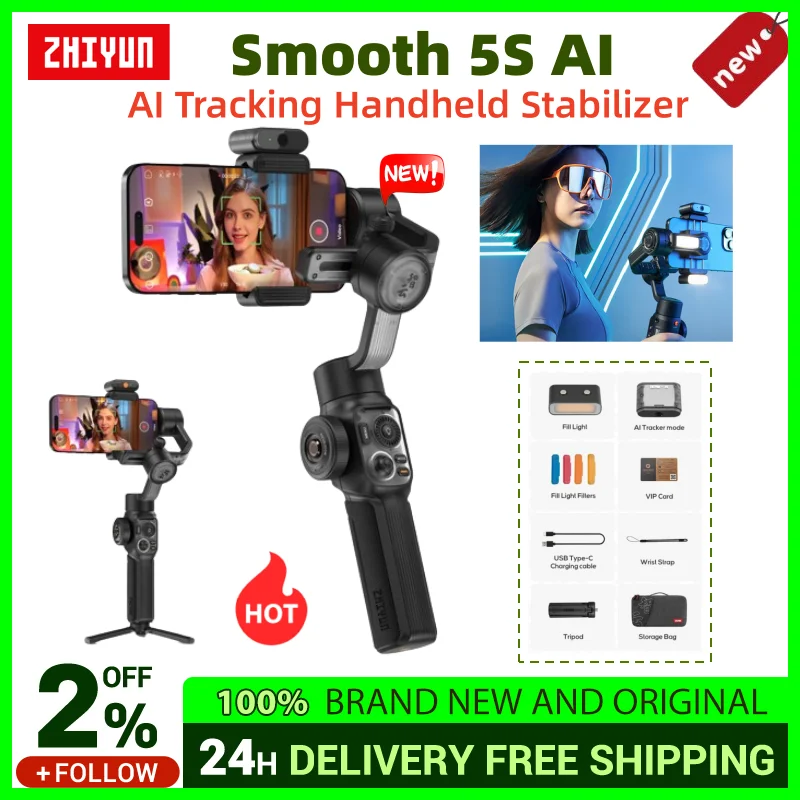 NEW-ZHIYUN-SMOOTH-5S-AI-Tracking-Handheld-Stabilizer-3-Axis-Smartphone ...