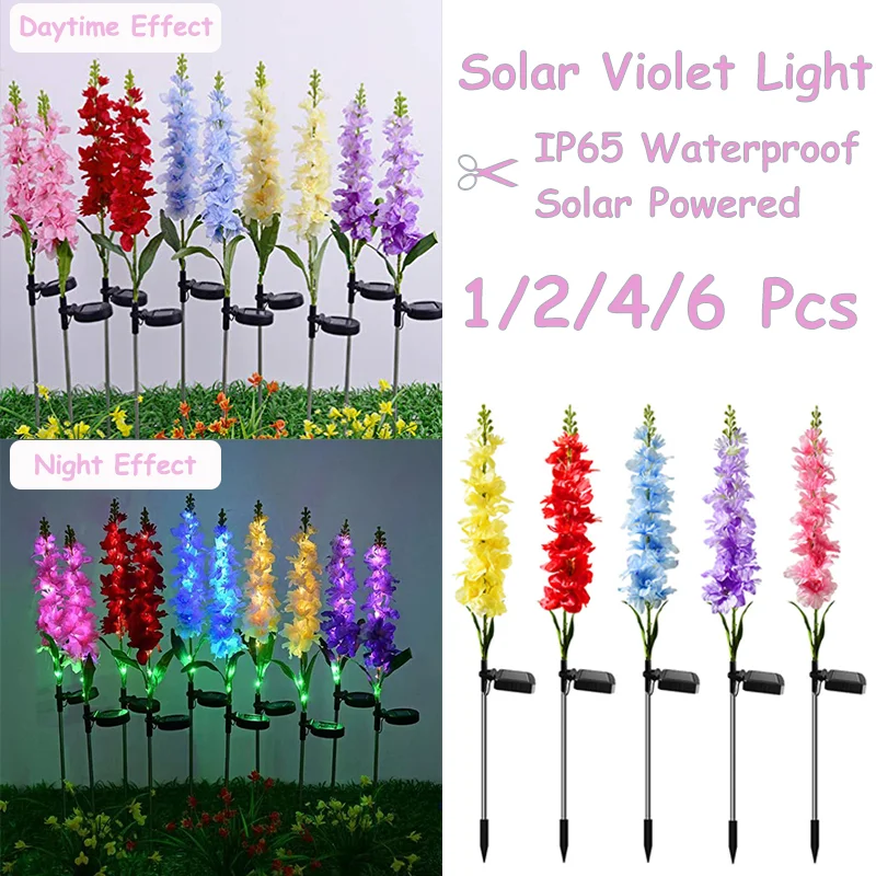 1-6pcs-Violets-Solar-Flower-Led-Garden-Light-Waterproof-Courtyard-Park ...
