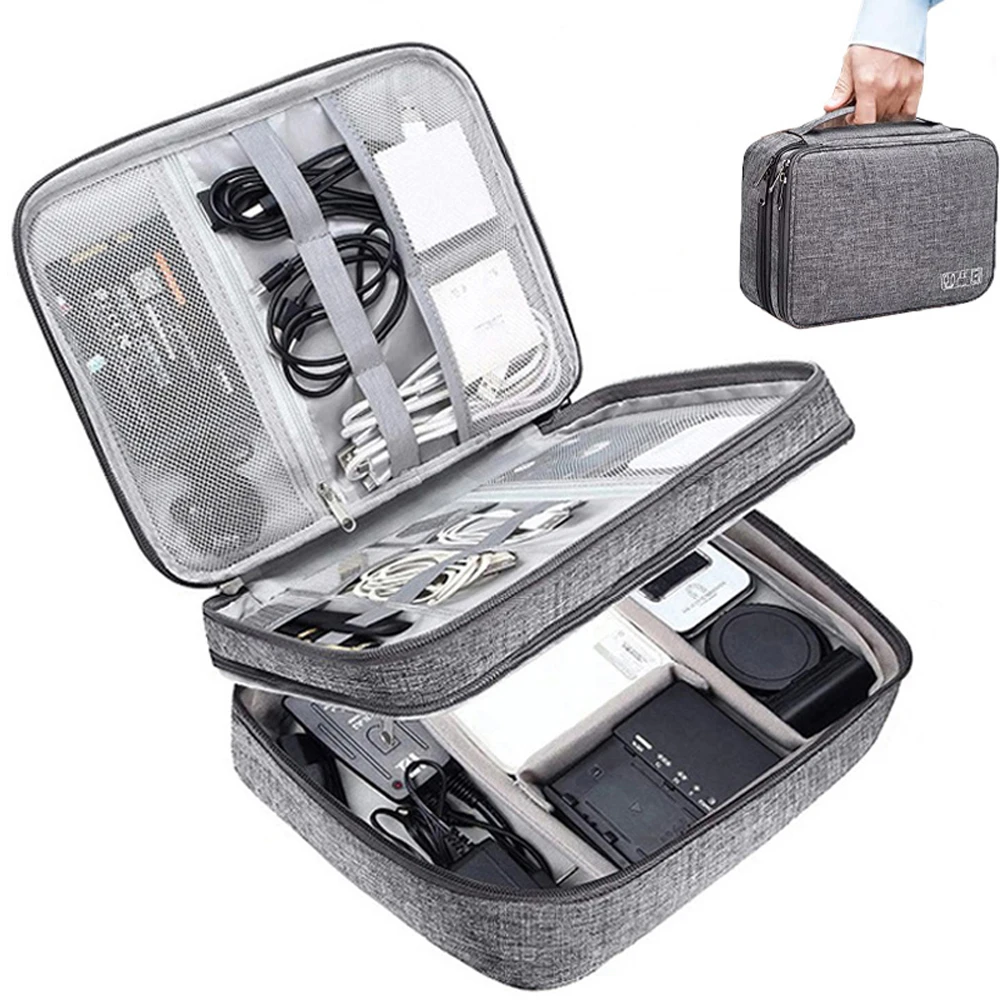 Bolsa organizadora de Cables de viaje de tres capas, accesorios ...