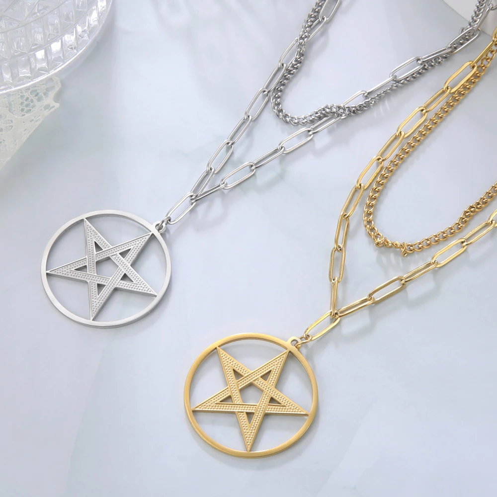 Dawapara-Pentacle-Pentagram-Pagan-Wiccan-Necklace-Stainless-Steel ...