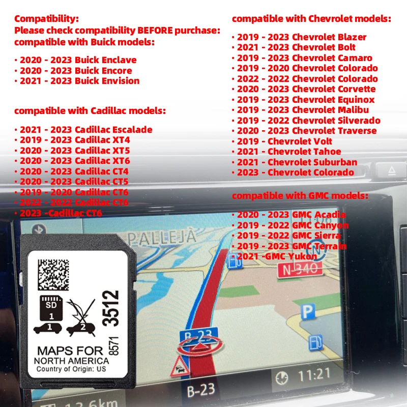 Sat Nav Navigation GPS 32GB SD Card Update 2024 for Buick Cadillac ...