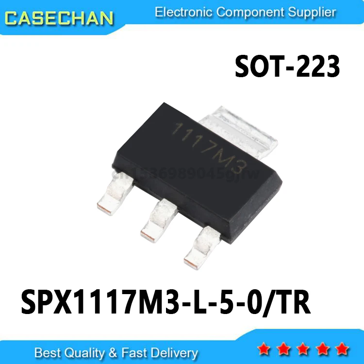 100pcs SPX1117M3-L-5-0/TR SPX1117-5V SPX1117M3 1117M3 SOT-223 5V ...