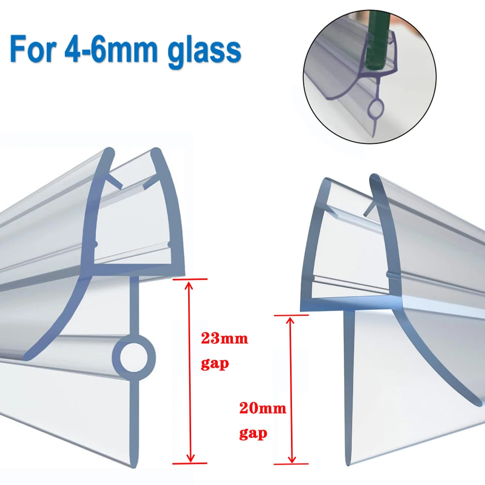 Bath Shower Screen Door Seal Strip for 4-6mm Glass Glue-free Waterproof ...