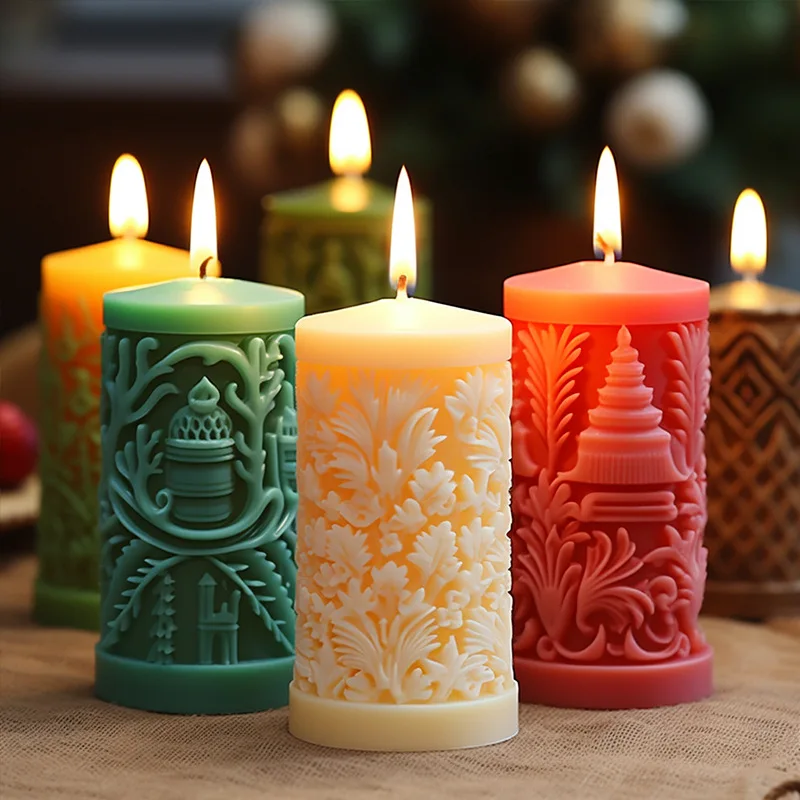 Christmas-cylinder-aromatherapy-candle-silicone-mold-DIY-handmade ...