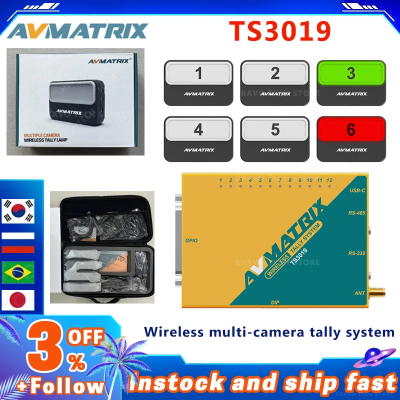 AVMATRIX-TS3019-Wireless-Multi-Camera-Tally-System-Support-433Mhz ...