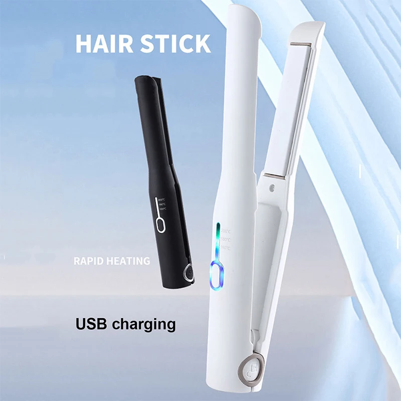 Mini Hair Straightener Rechargeable Wireless Electric Splint Flat Iron ...