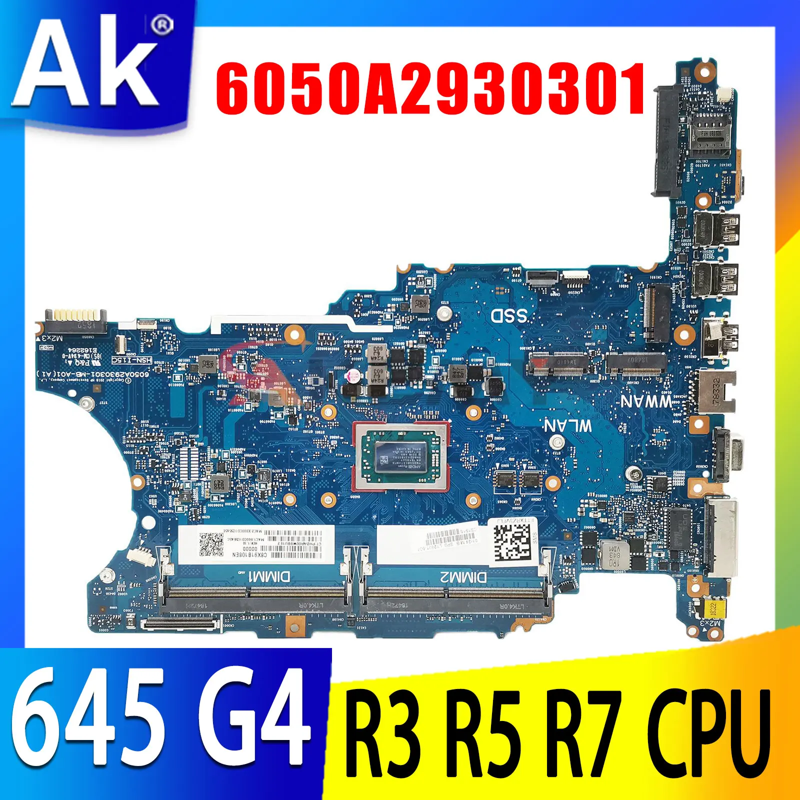 6050A2930301-MB-A01 Mainboard For HP ProBook 645 G4 655 G4 HSN-I15C ...