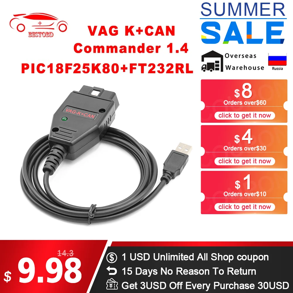 Herramientas de diagnóstico de coche VAG K CAN Commander 1,4 K + CAN ...