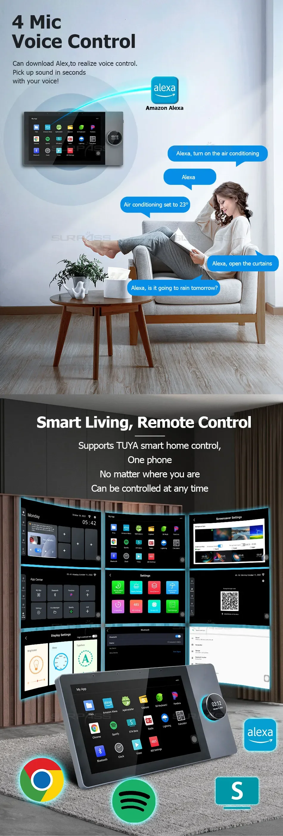 Smart Home Theater Amplifier 10'' Tuya WiFi Wall Amplifier Android 8.1 ...