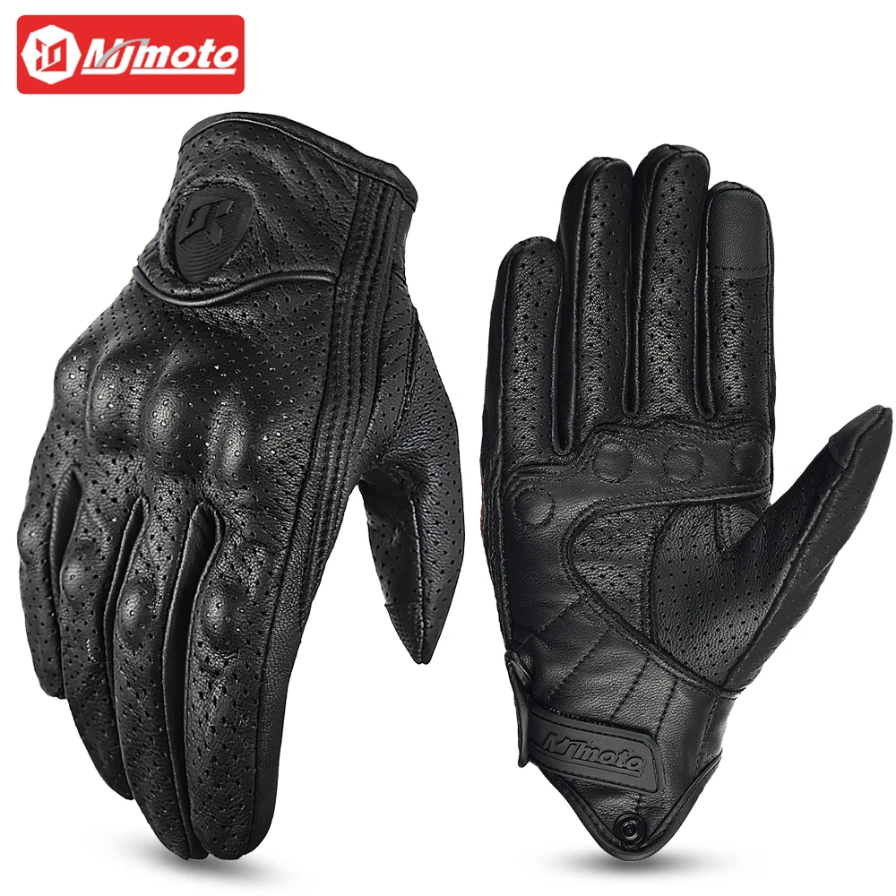 Vintage-Black-Leather-Motorcycle-Gloves-Summer-Men-Motorbike-Racing ...