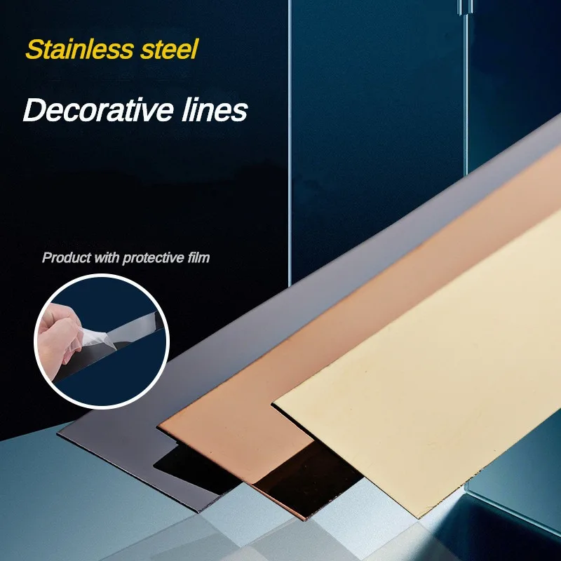 3M Stainless Steel Flat Decorative Line Self-adhesive Furniture Wall ...