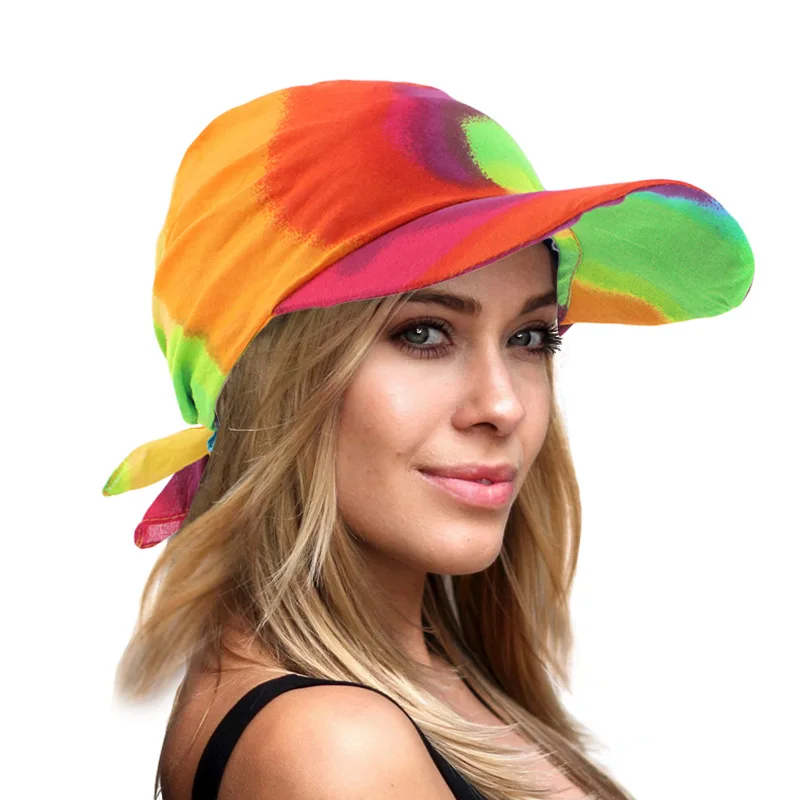 Womens-Head-Scarf-Visor-Hat-With-Printed-Headband-Wide-Brim-Sunhat ...