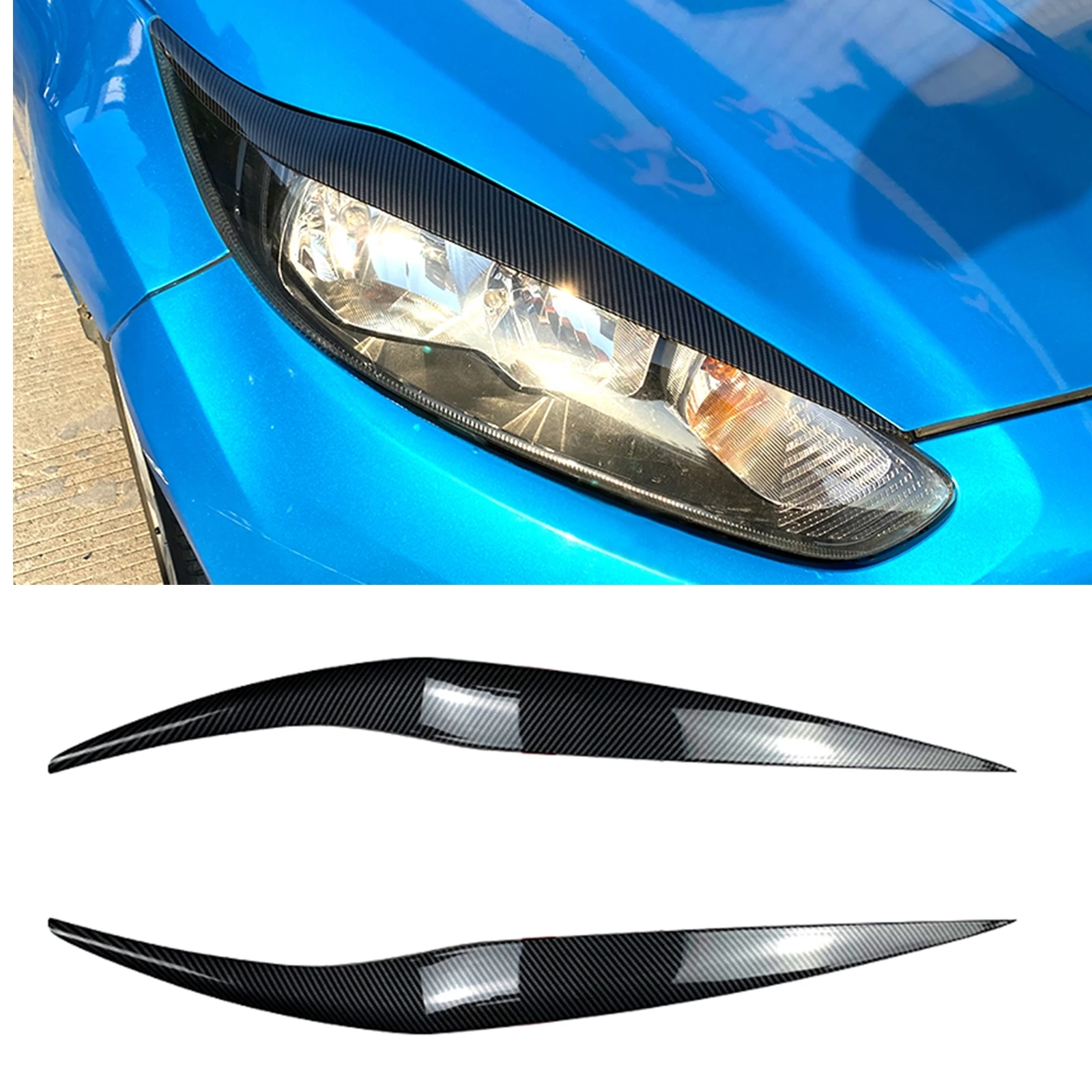 Headlight Eyebrow Headlamp Eyelid Trim For Ford Fiesta Mk6.5 2013-2017 ...
