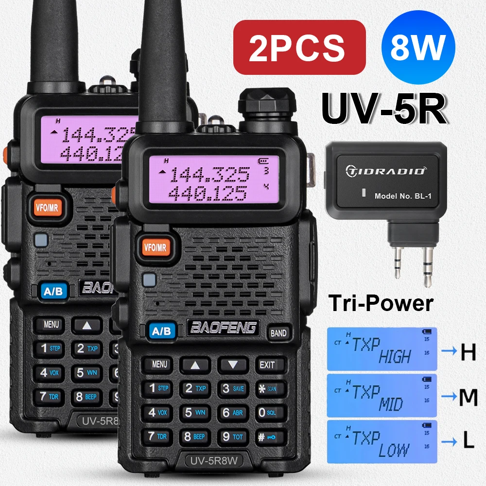 1-2PCS-Baofeng-UV-5R-Wireless-Programmer-8W-Walkie-Talkie-Portable-Ham ...