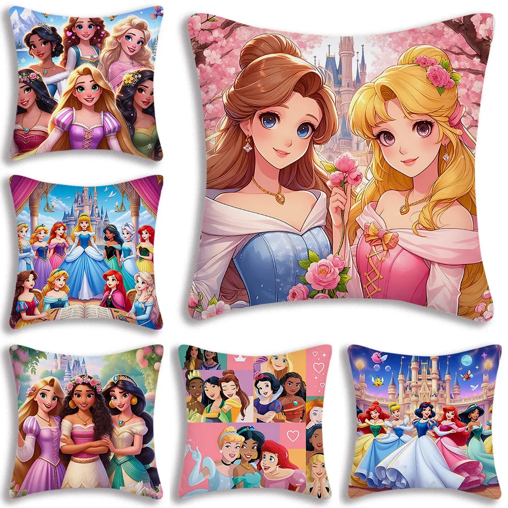 Pillow Covers Cartoon Cute Disneys Elsa Ariel Princess Sofa Decorative ...