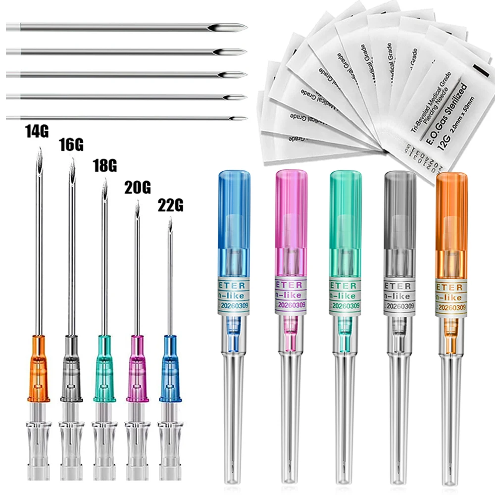 5-10-50-100PCS-Sterile-Disposable-Piercing-Needles-I-V-Catheter-Needle ...