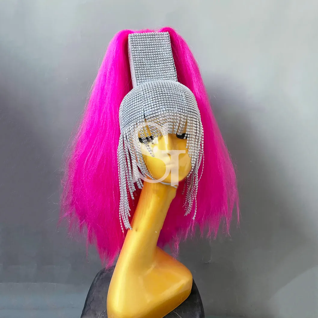 Nightclub-Bar-Stage-Performance-Shiny-Tassel-Wig-Headgear-Cosplay-Prop ...