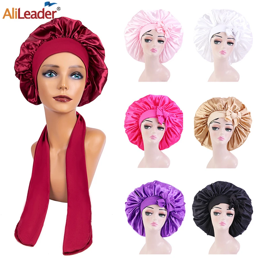 Satin Bonnet With Edge Wrap Tie Band Silk Bonnet Hair Bonnet For ...
