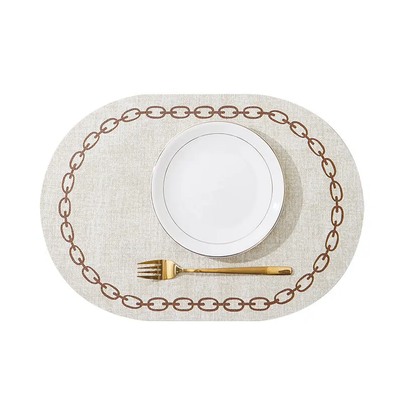 1-4-6PCS-Oatmeal-Placemats-Set-Thick-Faux-Leather-Oval-Shaped-Tableware ...